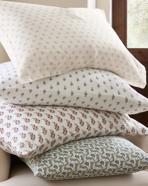Artful Pattern Relaxed-Linen Sheets - Garnet Hill